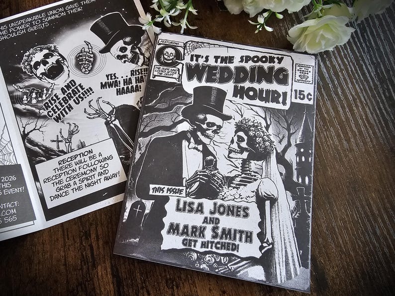 Personalised Folding Spooky Halloween Comic Book Wedding Invite ...