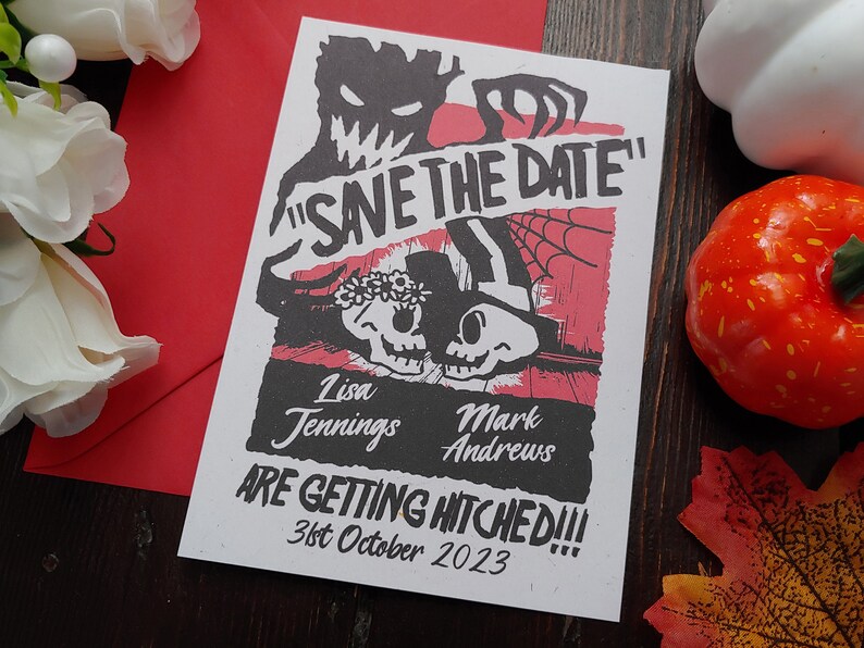 Retro Spooky Halloween Wedding Invitation: Personalized RSVP Card - Etsy