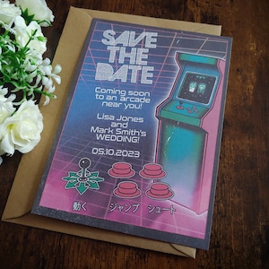 Personalised 80's Retro Arcade, Video Game Wedding Invite, Invitation ...