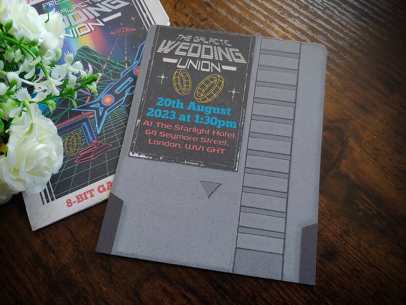 Personalised Retro Classic Video Game Shooter Wedding Invite ...
