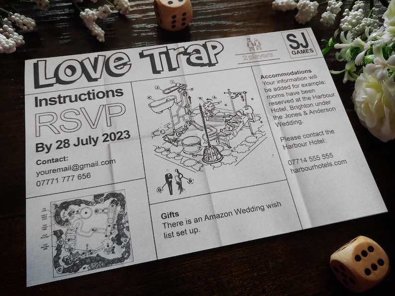 Personalised Retro Board Game Wedding Invite Invitation RSVP - Etsy UK