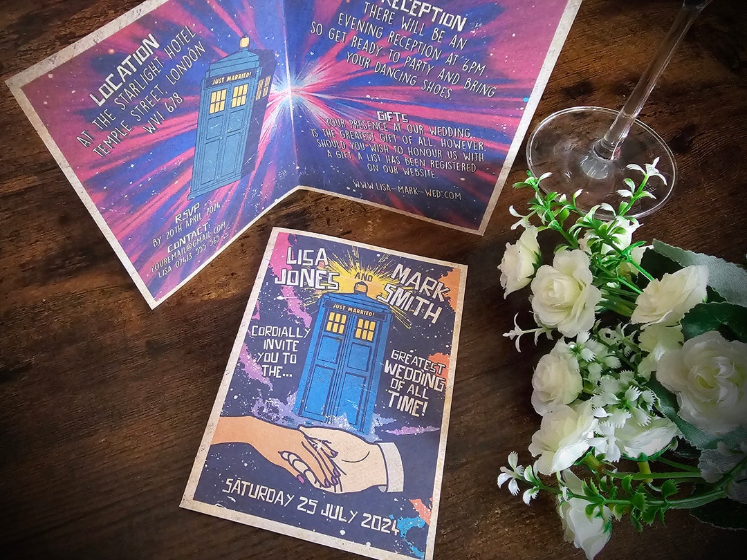 Personalised Folding Sci-fi Wedding Invite, Invitation, RSVP & Guest ...