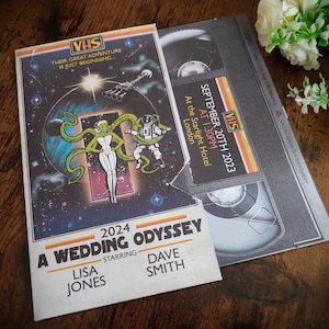 Personalised Retro Sci-fi, Space VHS Tape Inspired Wedding Invite ...
