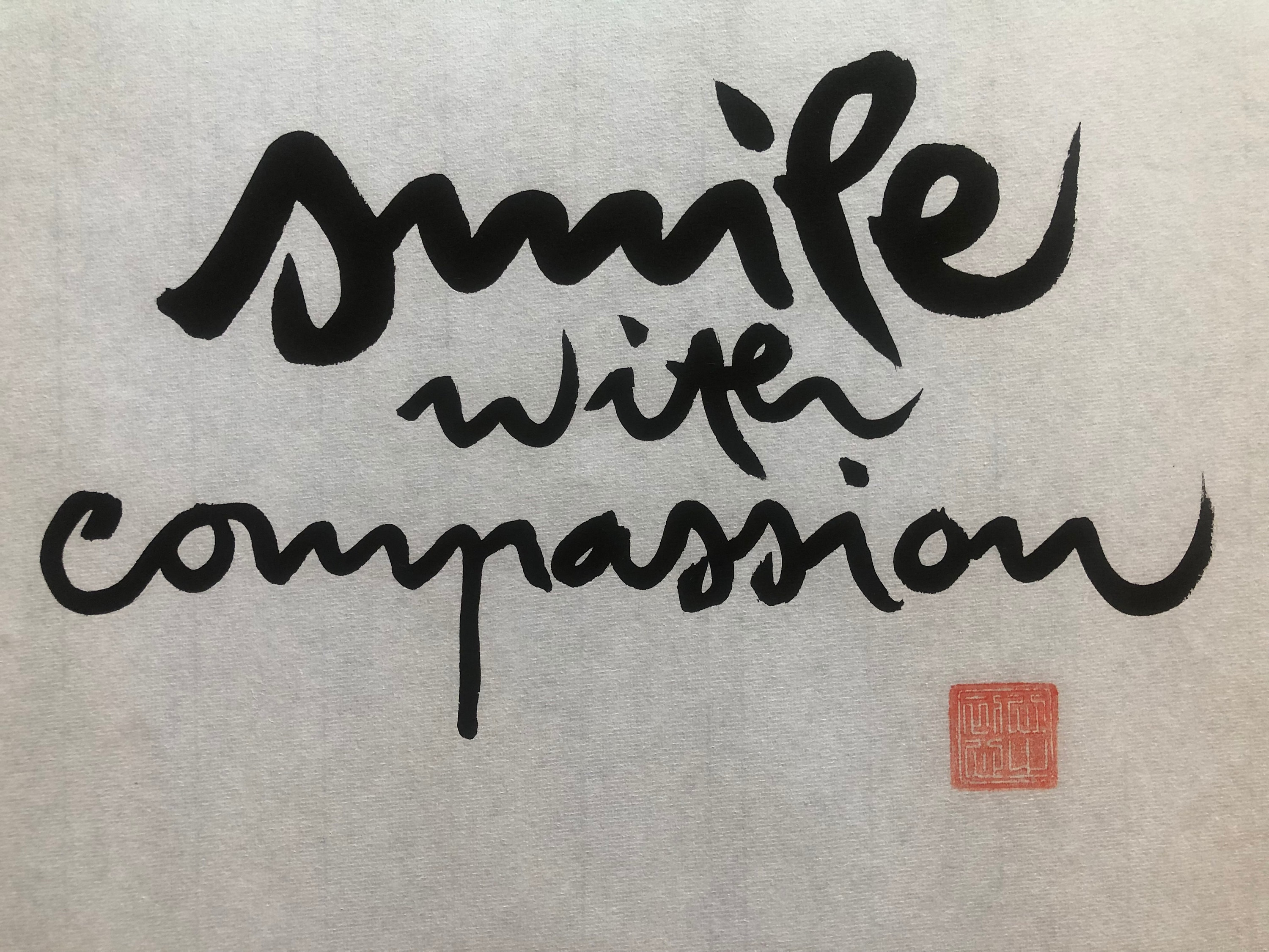 Smile With Compassion Zen-buddhist Calligraphy Thich Nhat Hanh Quote ...