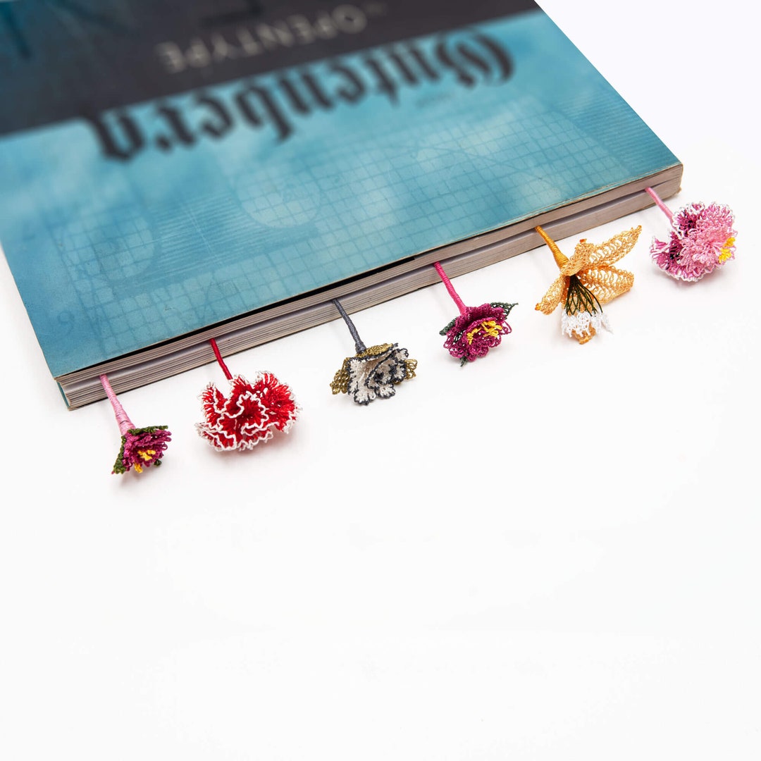 Needlework Floral Bookmark, Turkish Oya Micro Crochet, Book Lover Gift ...