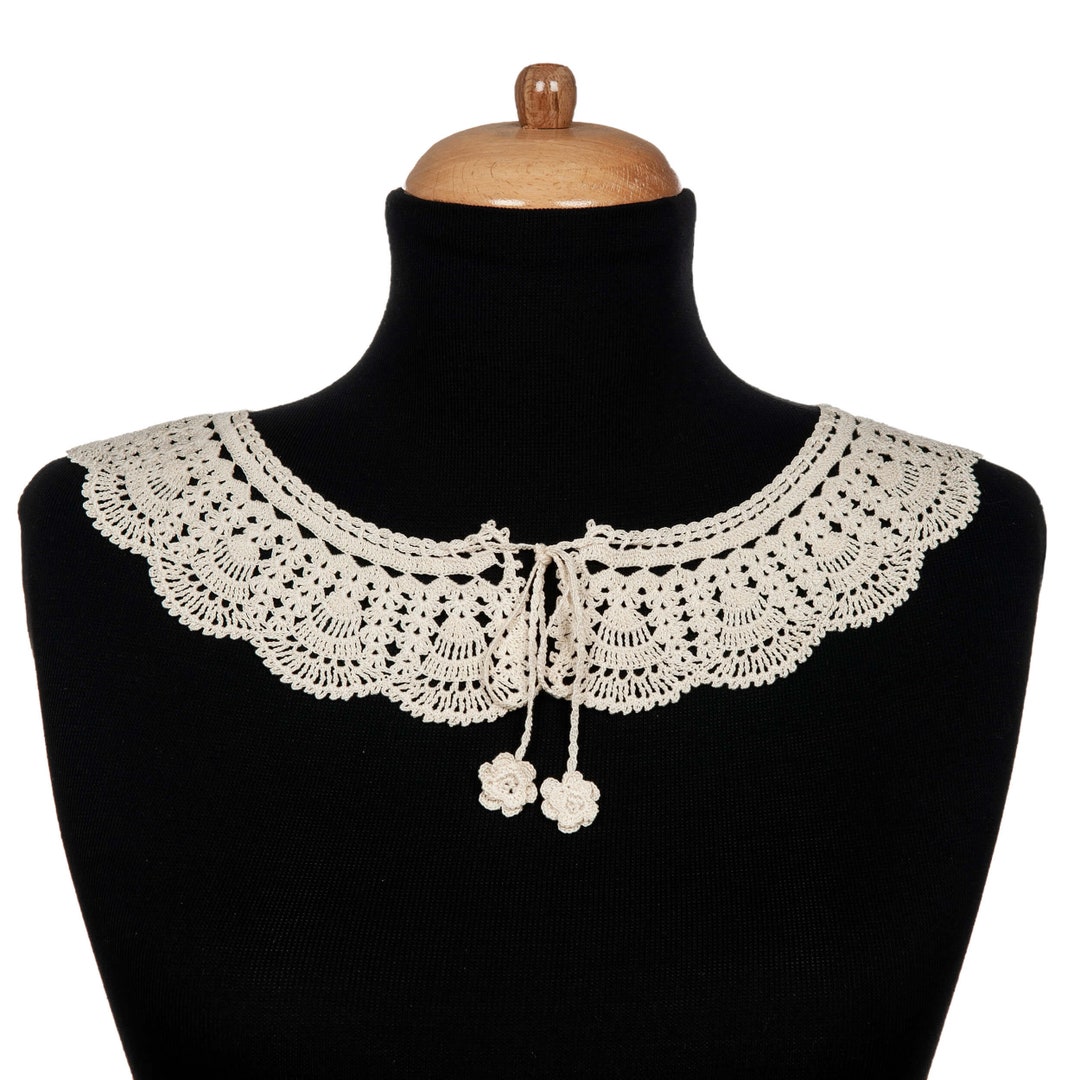 Ecru Crochet Lace Peter Pan Collar, Detachable 100% Cotton Necklace - Etsy