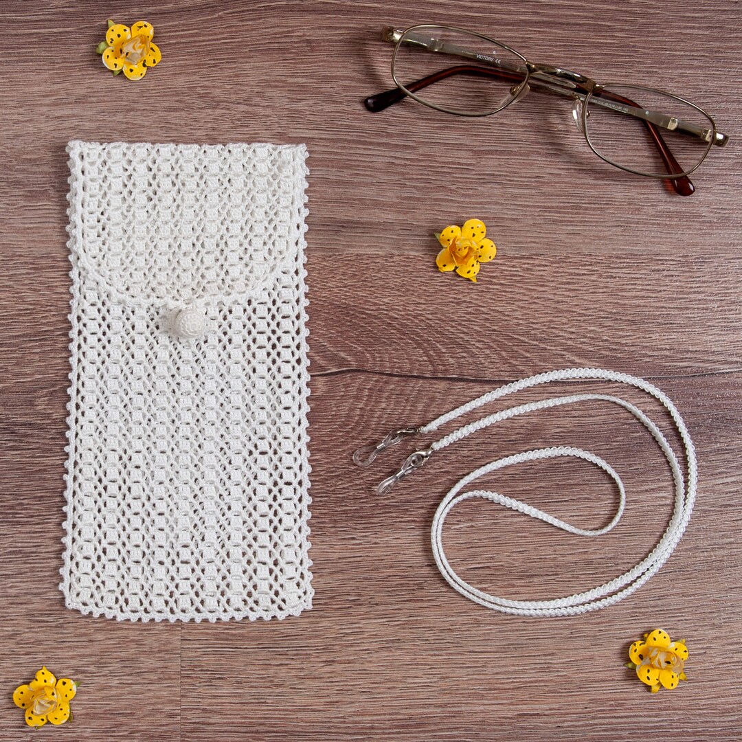 Soft Case With Square Seamless Texture and Glass Strap Set, Lace ...