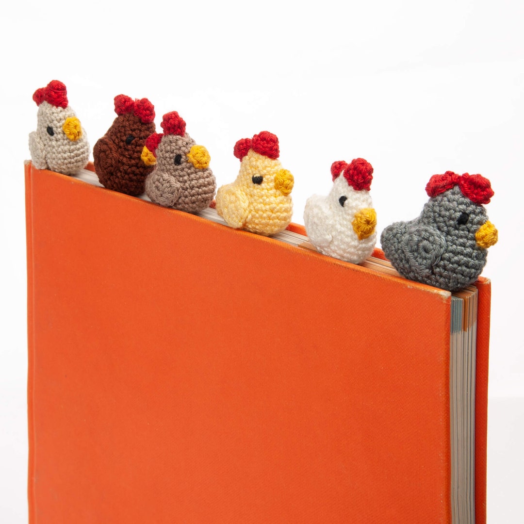 Handmade Amigurumi Chicken Bookmark Gift for Book Lovers, Farmhouse ...