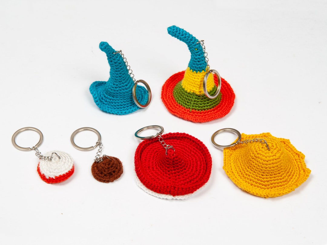 Crochet Handmade Hat Keychains, Halloween Crochet Witch Hat Keychain - Etsy