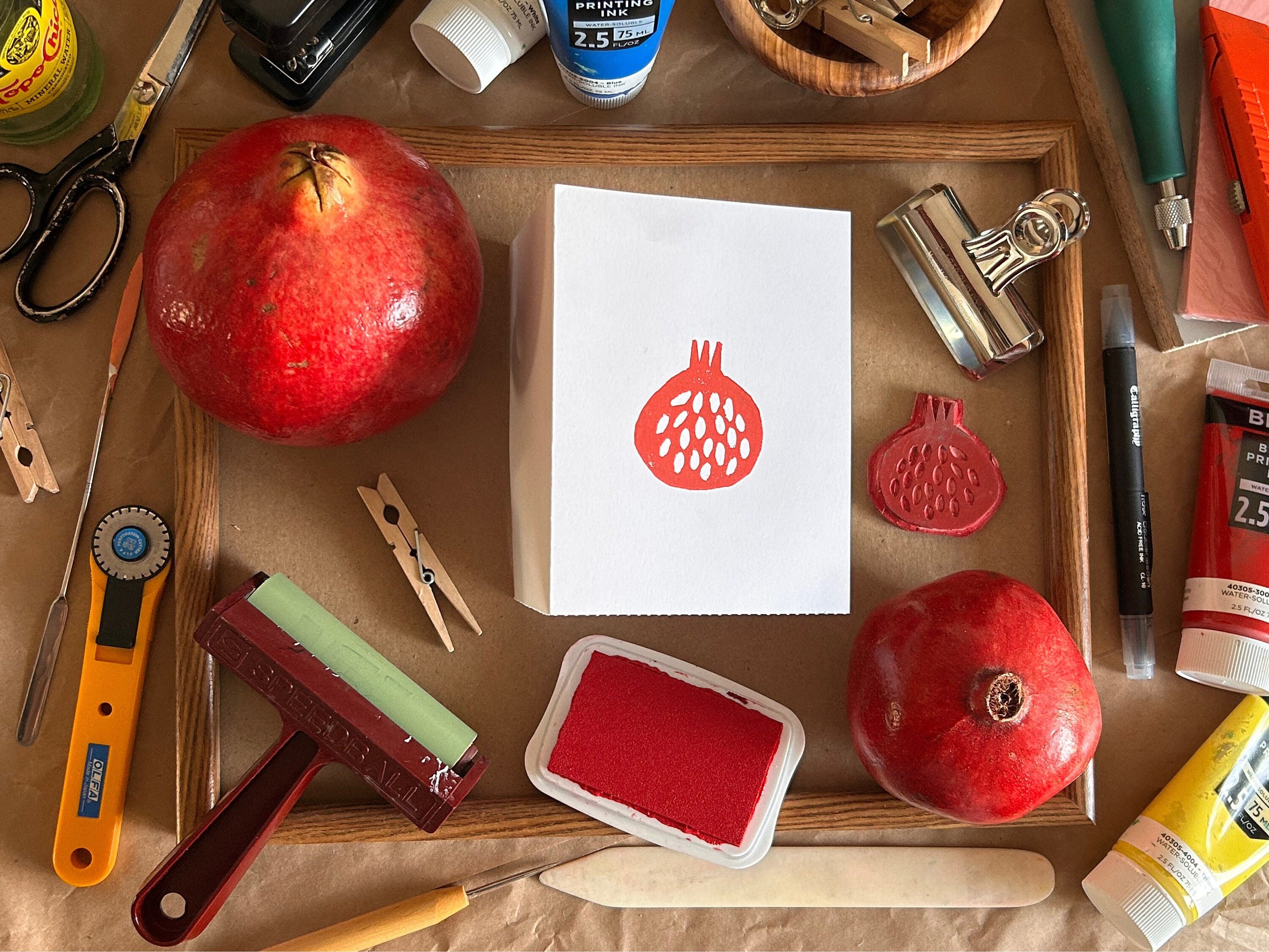 Upcycled انر { Pomegranate } Cards With Handprinted Original Design - Etsy