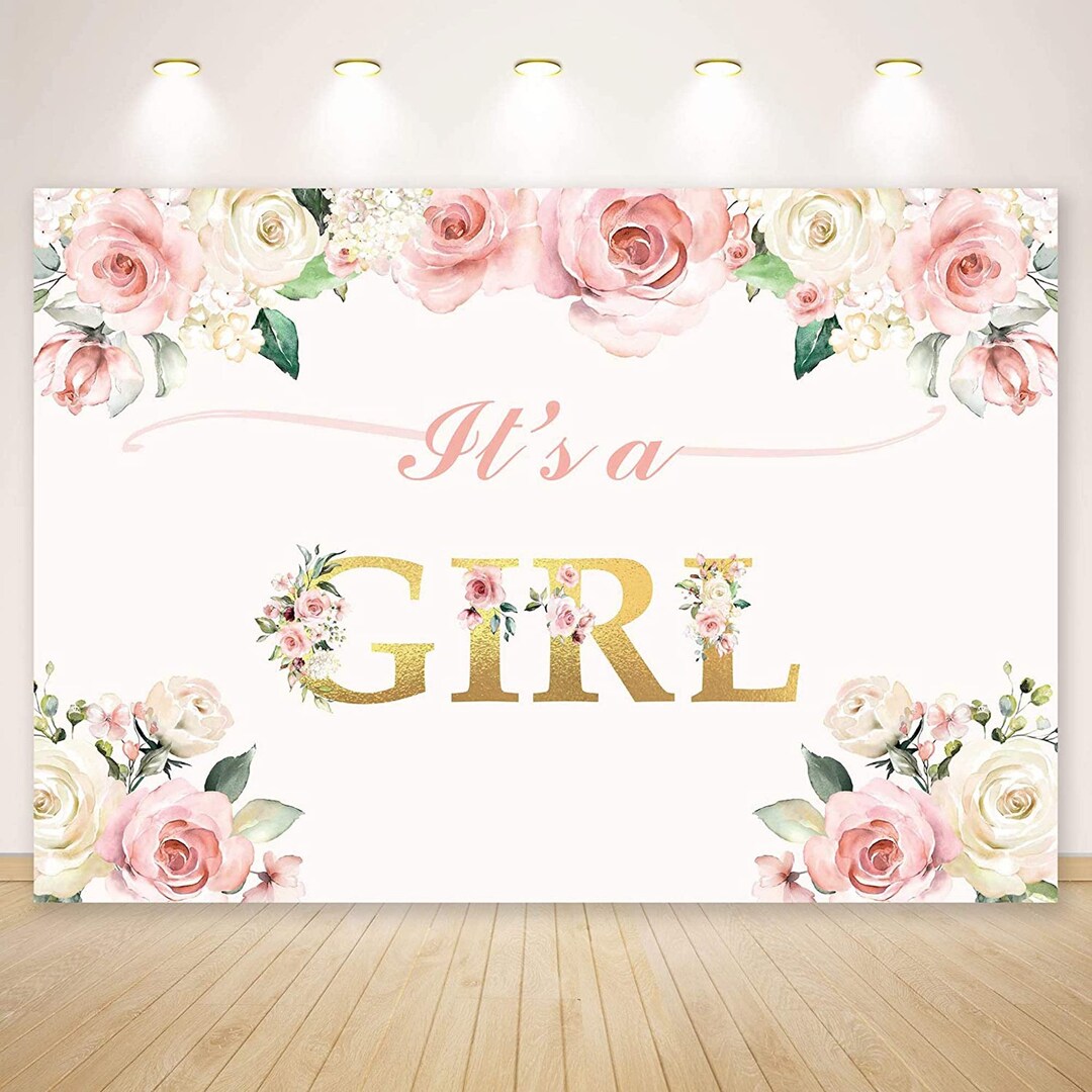 Baby Shower Decorations Girl Backdrop, 7x5ft Polyester It's a Girl Baby ...