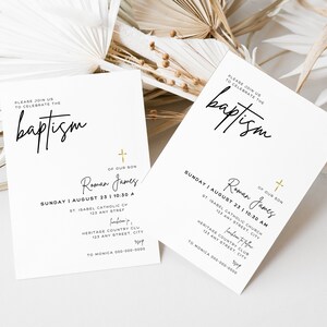 Baptism Invitation Instant Download Template | Editable Digital Modern ...