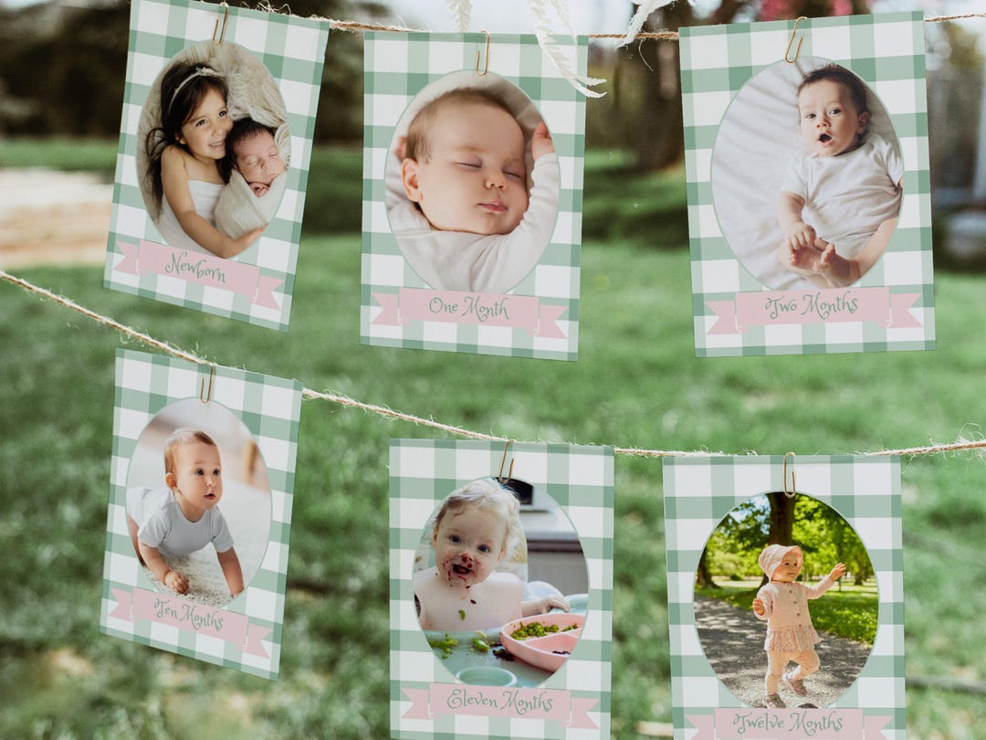 Preppy Horse First Birthday Photo Milestone Banner Template, Editable ...