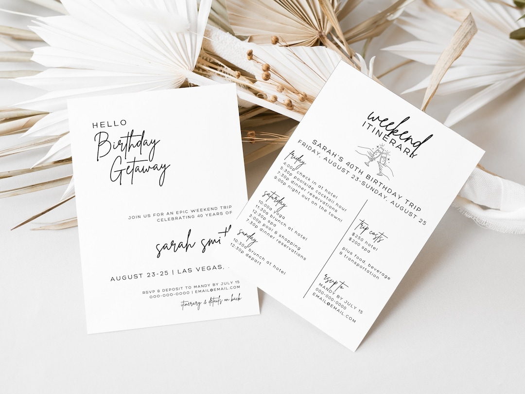 40th Birthday Girls Trip Invitation and Itinerary Template | Editable ...