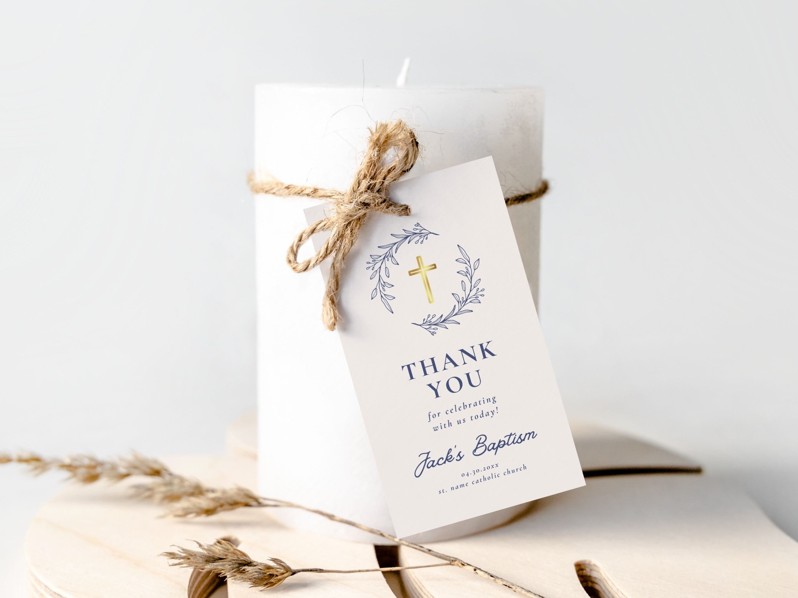 Blue Baptism Favor Tags Template, Editable Christening Favors Tag ...