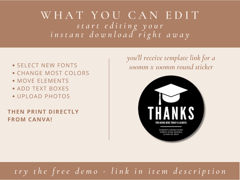 Graduation Party Favors Sticker for Guests Template - Etsy
