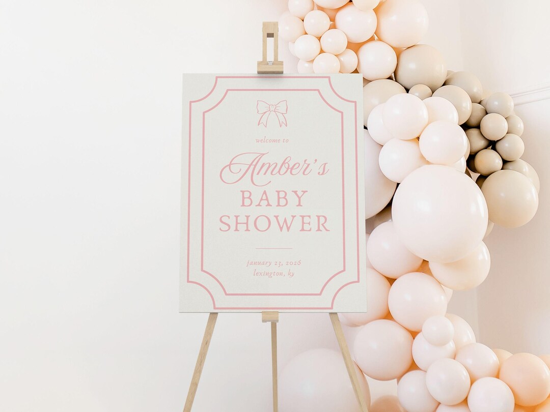 Preppy Baby Shower Welcome Sign Template, Editable Poster Decor With ...