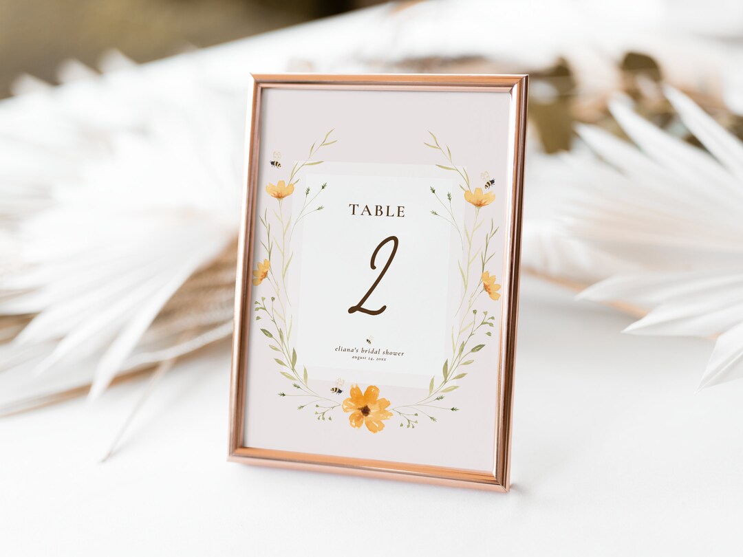 Bride to Bee Bridal Shower Table Numbers, Wildflower Meant to Bee ...