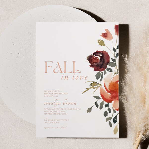 Fall in Love Bridal Shower Invitation - Etsy