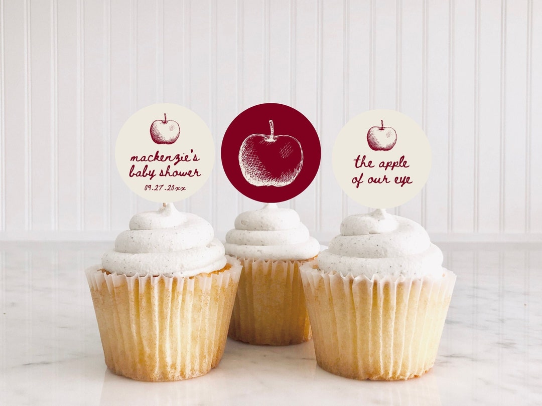 Fall Apple Themed Baby Shower Cupcake Toppers Template, Editable the ...