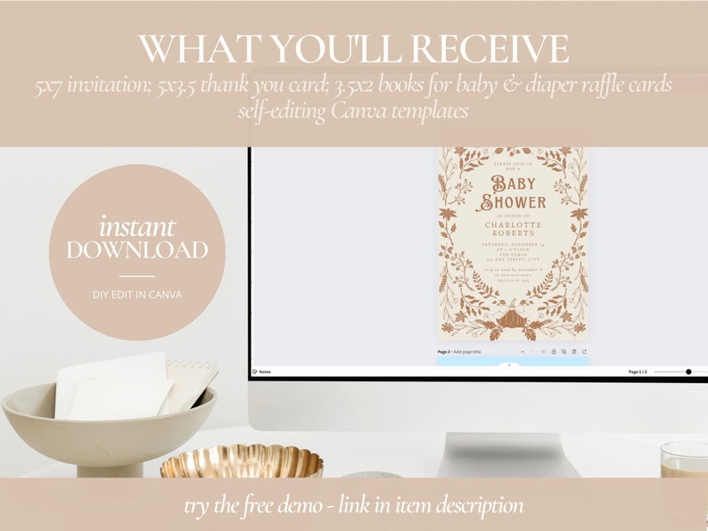 Fall Pumpkin Baby Shower Invitation Template, Editable Autumn Woodland ...