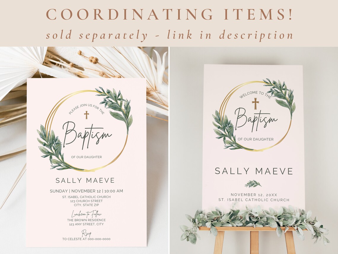 Baptism Favors Tags Template for a Baby Girl Christening - Etsy