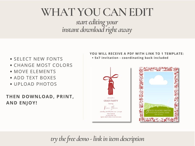 Class of 2026 Graduation Announcement, Editable Senior Grad Party ...