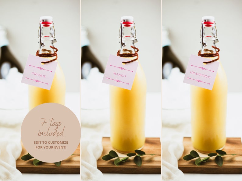 Hot Pink Garden Party Bridal Shower Mimosa Bar Sign and Tags - Etsy