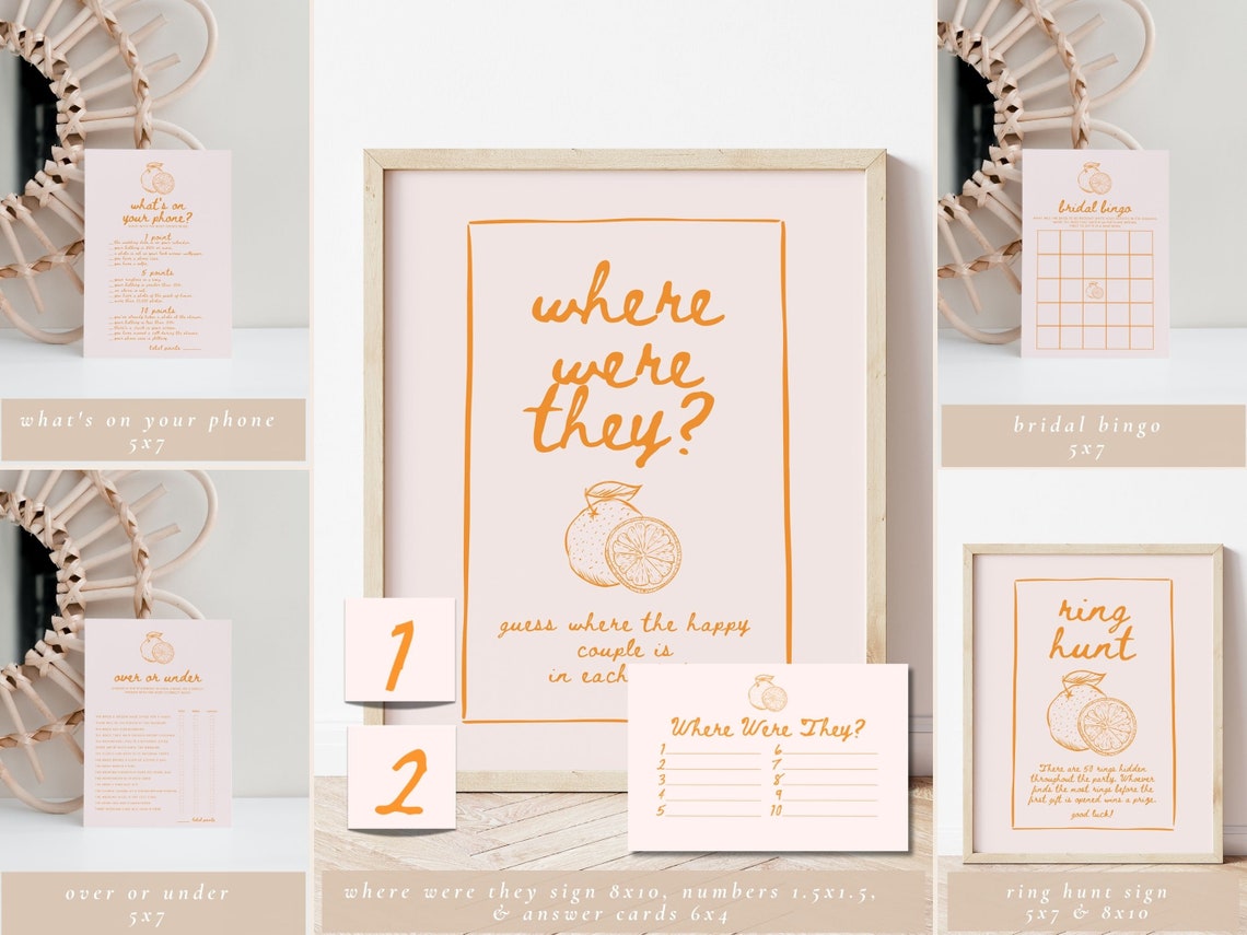 Citrus Bridal Shower Games Template Bundle, Editable She Found Her Main ...
