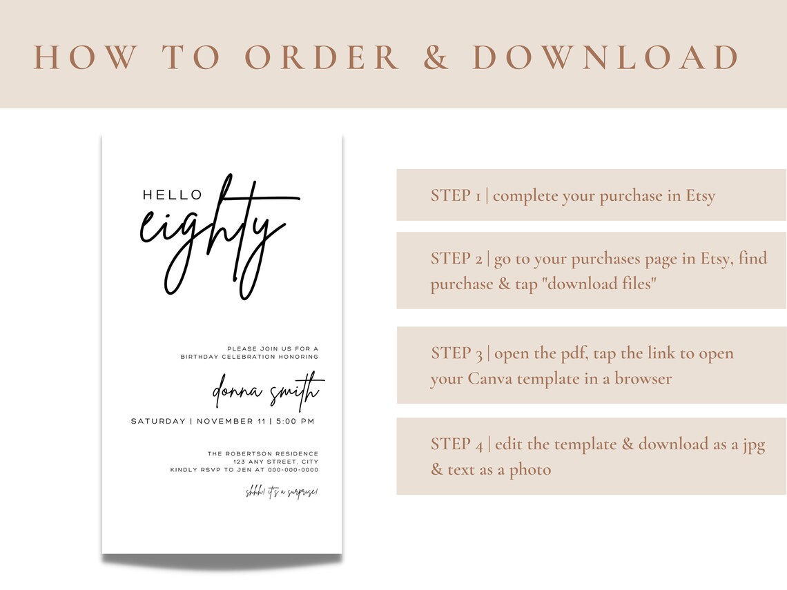 Digital Text 80th Birthday Invitation With Photo 80th - Etsy