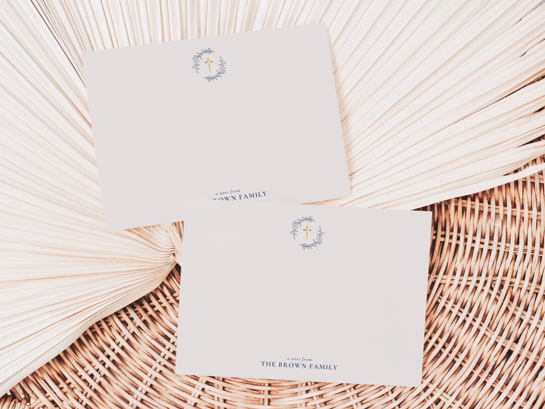 Blue Baptism Thank You Note Card Template, Editable Christening Thank ...