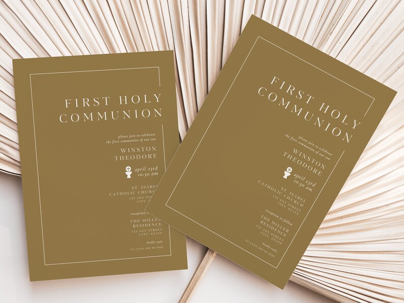 Modern First Holy Communion Catholic Invitation Template for a - Etsy