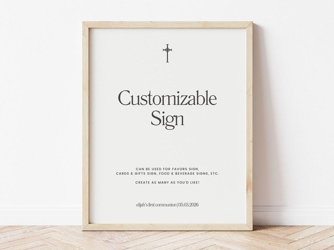 Minimalist First Communion Customizable Sign Template, Modern 1st ...