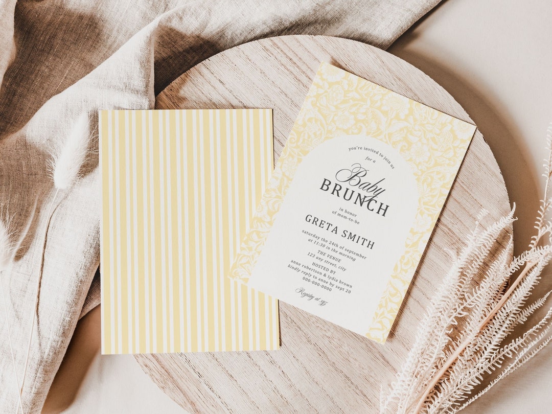 Butter Yellow Baby Shower Invitation Template, Editable Light Yellow ...