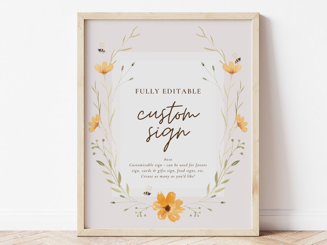 Bride to Bee Bridal Shower Custom Sign, Wildflower Meant to Bee Wedding ...