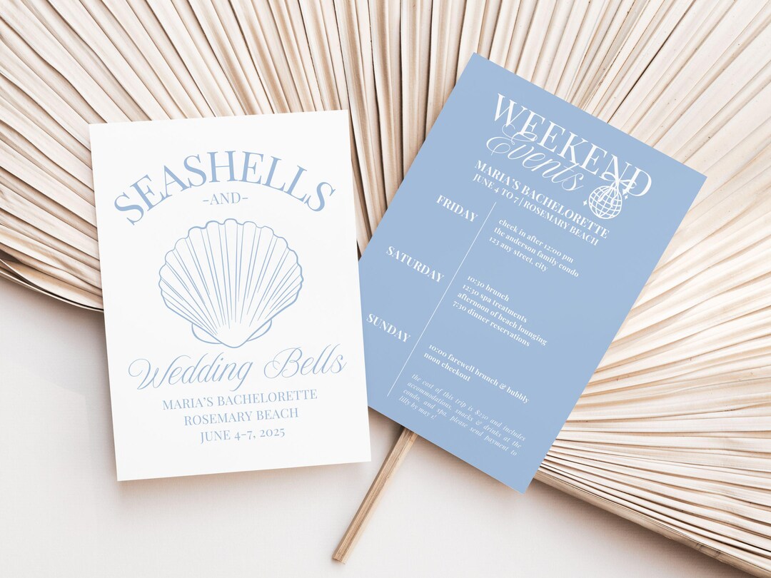 Seashells and Wedding Bells Bachelorette Party Invitation and Itinerary ...