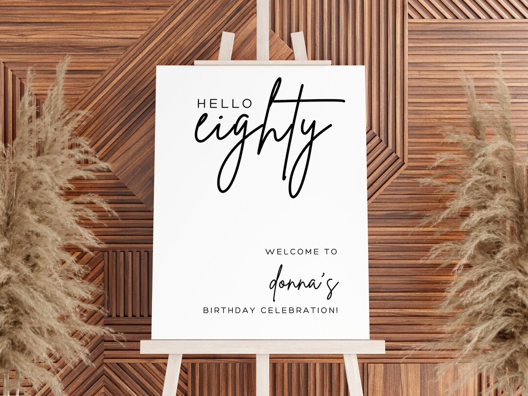 80th Birthday Decoration Welcome Sign Template | Happy 80th Birthday ...
