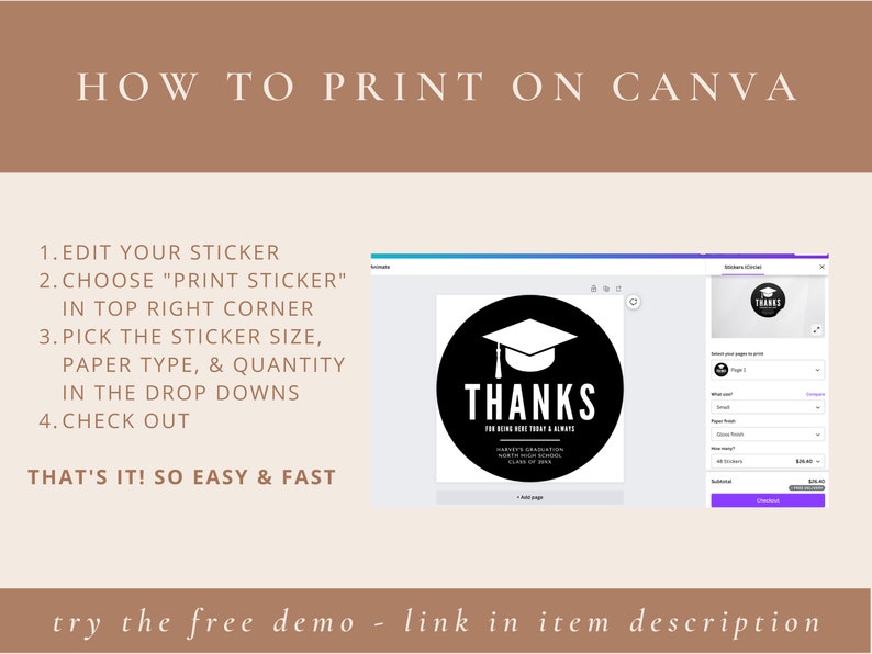 Graduation Party Favors Sticker for Guests Template - Etsy