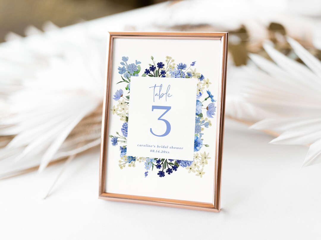 Wildflower Bridal Shower Table Numbers Template, Editable Floral ...