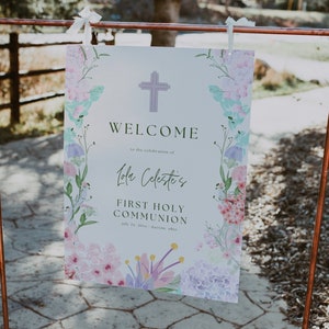 Wildflower First Communion Welcome Sign Template | Printable 1st ...