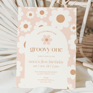Groovy One Birthday Invitation Template, One Groovy Baby Party Invite ...