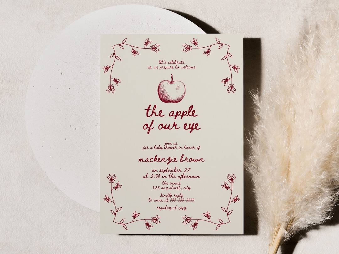 Fall Apple Themed Baby Shower Invitation Template, Editable the Apple ...