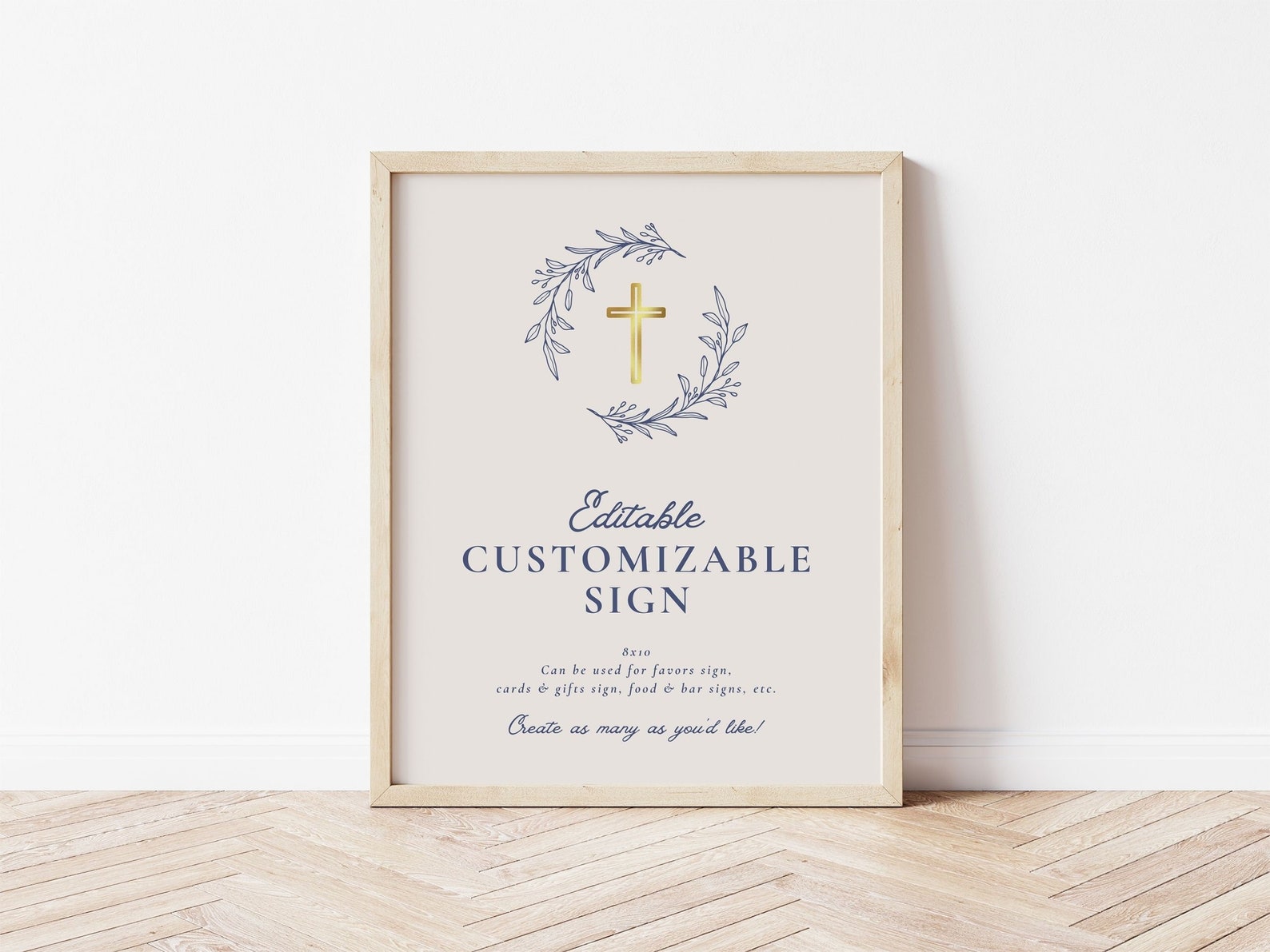 Blue Baptism Custom Sign Template, Christening Party Editable Signs for ...