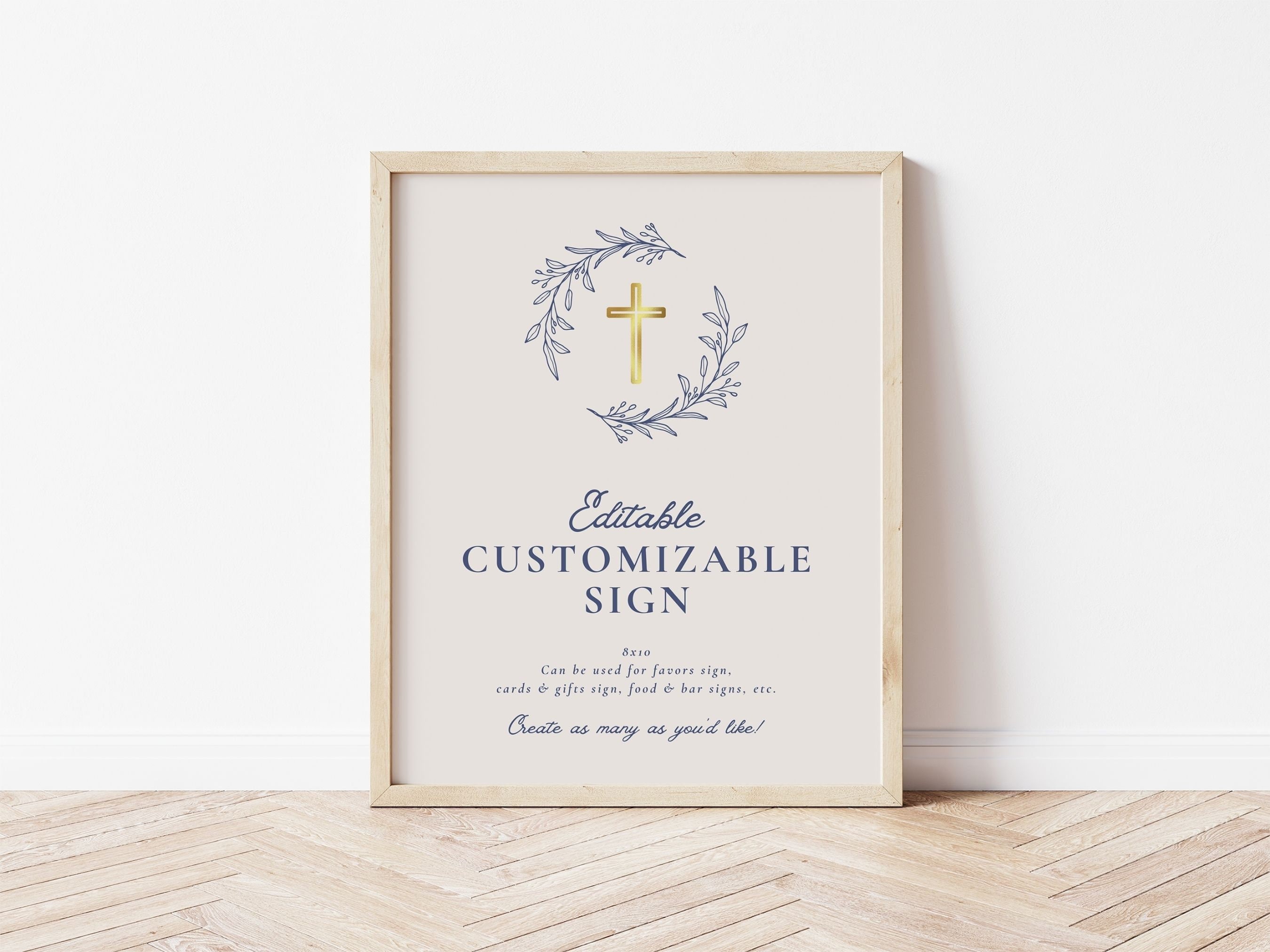 Blue Baptism Custom Sign Template, Christening Party Editable Signs for ...