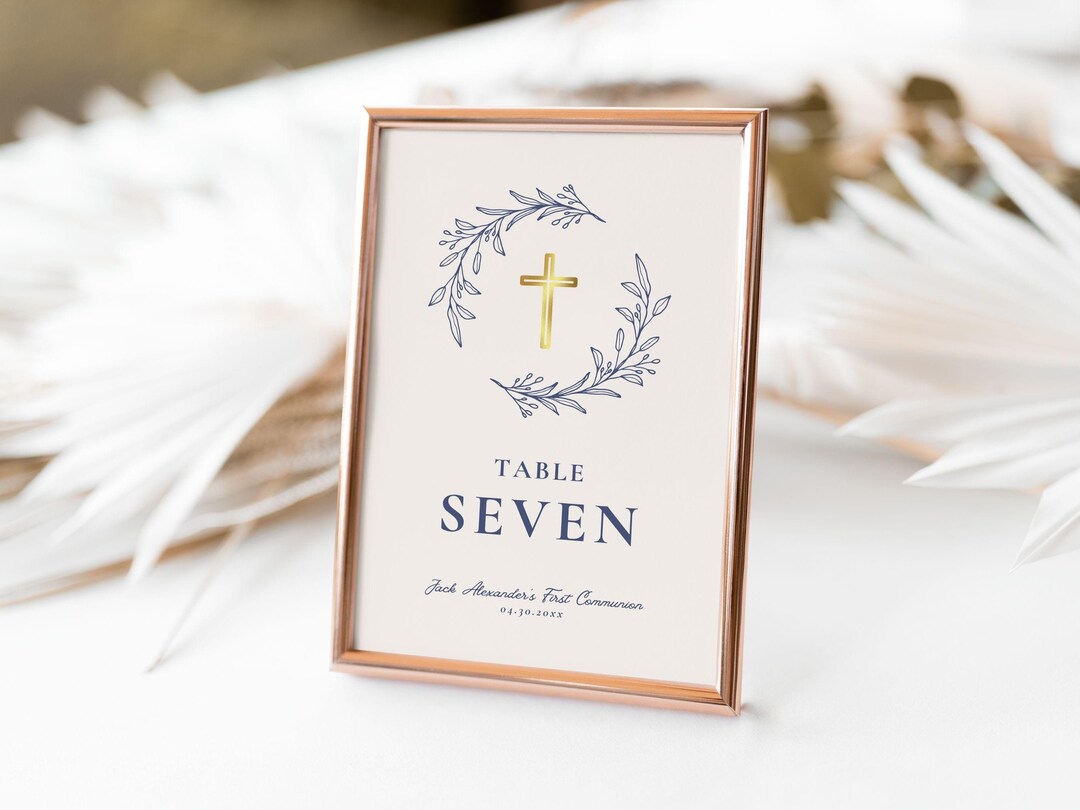 Minimalist First Communion Table Numbers Template, Editable Modern 1st ...