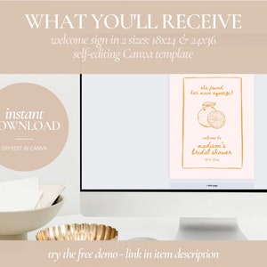 Citrus Bridal Shower Welcome Sign Template, Editable She Found Her Main ...