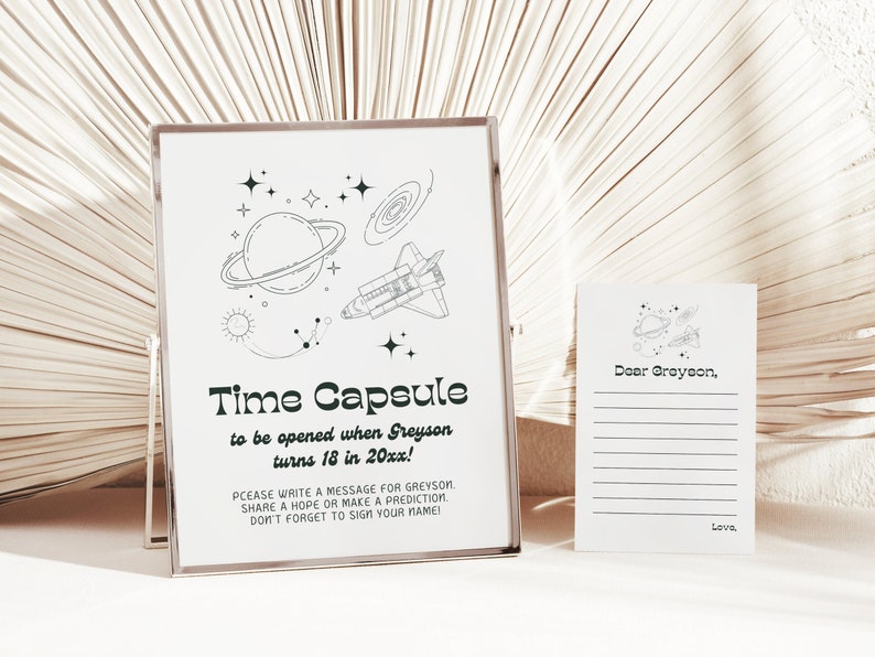 Space Birthday Time Capsule Template Space Party 1st Trip - Etsy