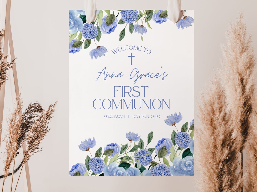 Wildflower First Communion Welcome Sign Template Printable 1st ...