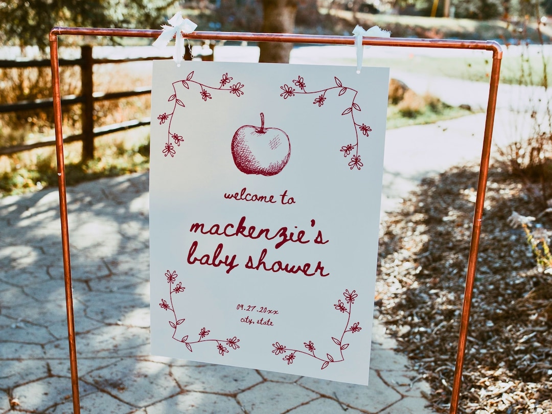Fall Apple Themed Baby Shower Welcome Sign Template, Editable the Apple ...