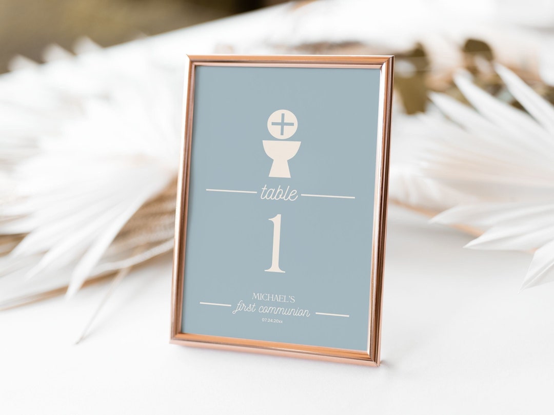 First Communion Table Numbers Template, Cute Printable 1st Communion ...